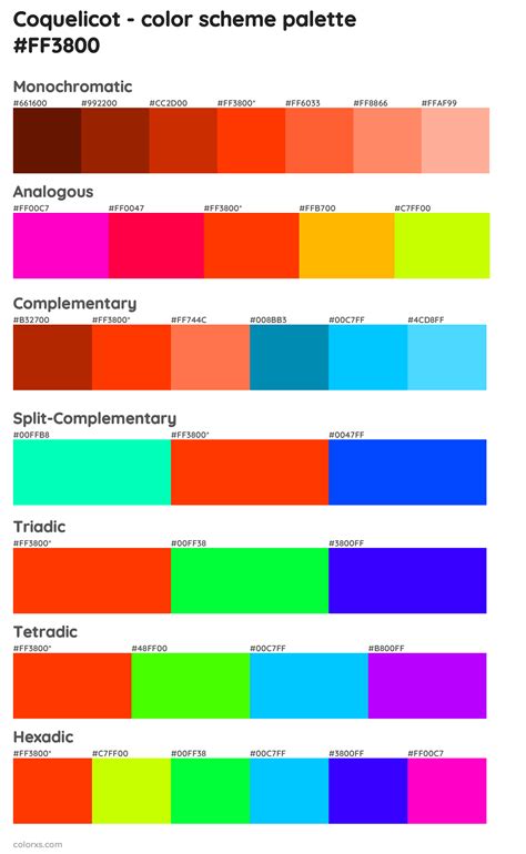 Coquelicot Color Palettes
