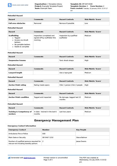 Risk Based Monitoring Plan Template