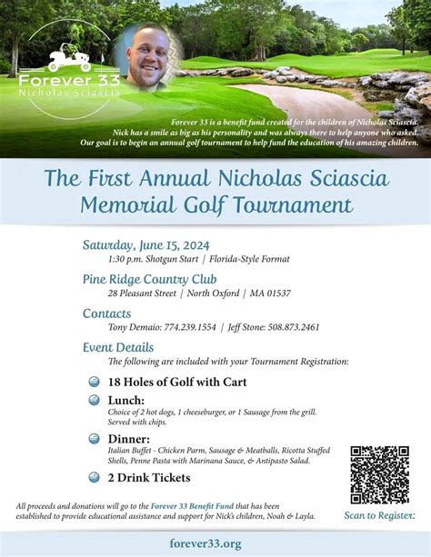 First Annual Nicholas Sciascia Memorial Golf Tournament Saturday June
