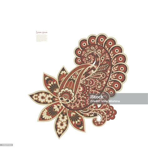 Paisley Vector Isolated Pattern Floral Vintage Illustration Stock