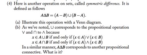 Solved 4 Here Is Another Operation On Sets Called