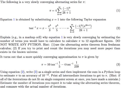 Solved The Following Is A Very Slowly Converging Alternating