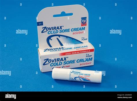 Cold Sore Cream Box And Tube Of Acyclovir Cold Sore Cream Marketed Under The Name Zovirax