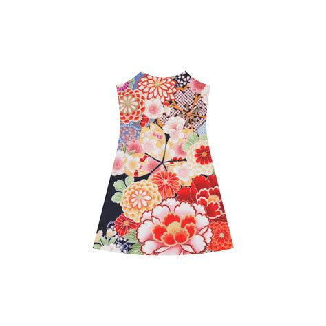 Beautiful Floral Japanese Kimono Pattern Alcestis Slip Dress Model D05