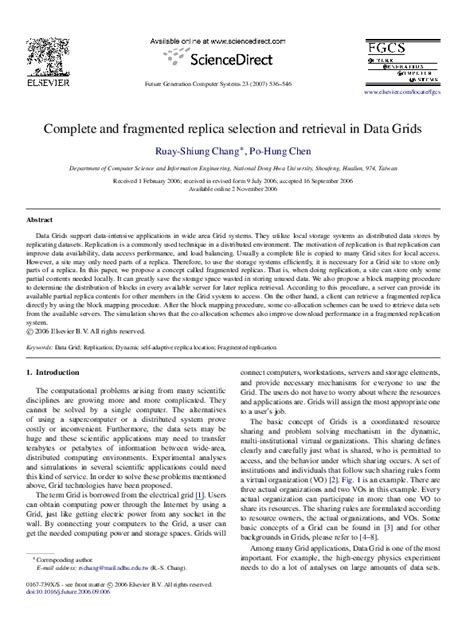 Pdf Complete And Fragmented Replica Selection And Retrieval In Data Grids