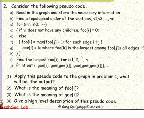 Solved Consider The Following Pseudo Code A Read In The