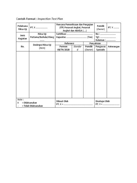 Contoh Format Itp Pdf