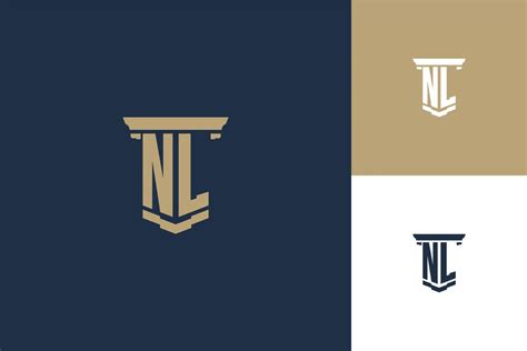 Nl Monogram Initials Logo Design With Pillar Icon Attorney Law Logo