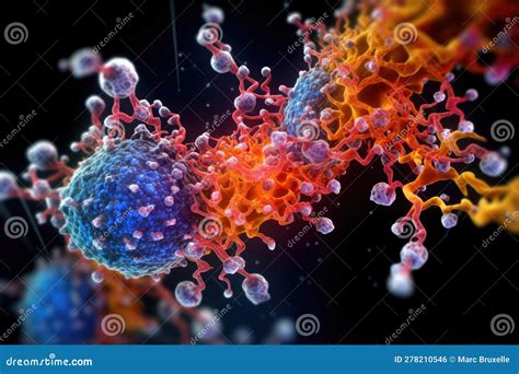Artistic Rendering Of Rna Proteins Attacking Cancer Cells Ai