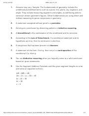 Fundamentals Of Geometry Postulates Reasoning Theorems Course Hero