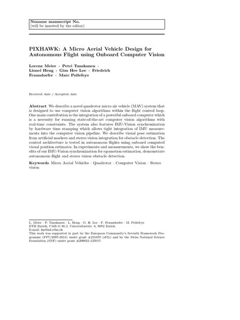 Pixhawk A Micro Aerial Vehicle Design For Autonomous Flight Using Onboard Computer Vision