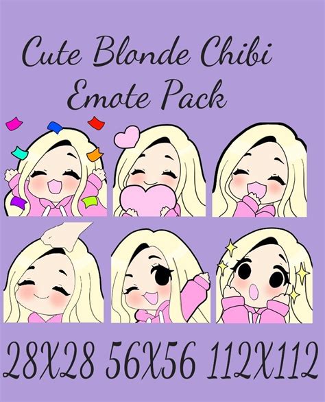 Cute Blonde Chibi Emote Pack Kittensshop Booth
