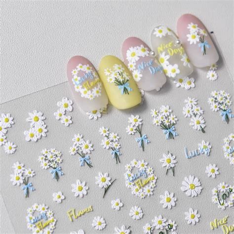 3d엠보 네일스티커 227 데이지 봄꽃