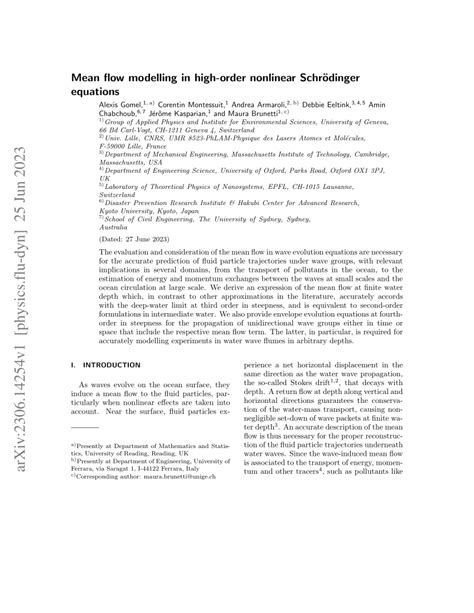 Pdf Mean Flow Modelling In High Order Nonlinear Schr Odinger Equations