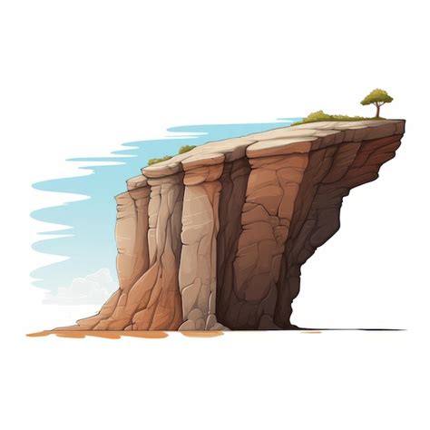 Cliff Edge Isolated On White Background Premium Ai Generated Image