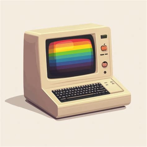 Classic Retro Computer Icon Beige Monitor And Keyboard Premium Ai Generated Image