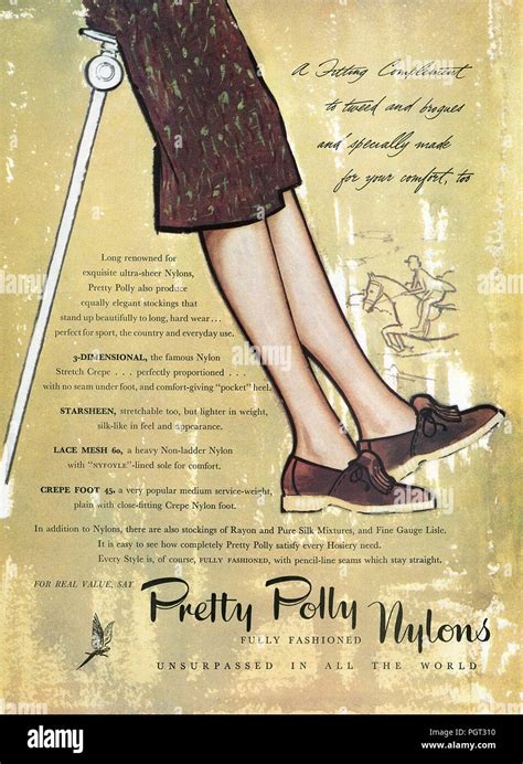 1956 British Advertisement For Pretty Polly Fully Fashioned Nylon