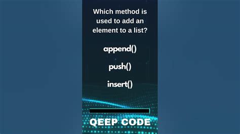 Which Method Is Used To Add An Element To A List Python Append Method Explained Youtube