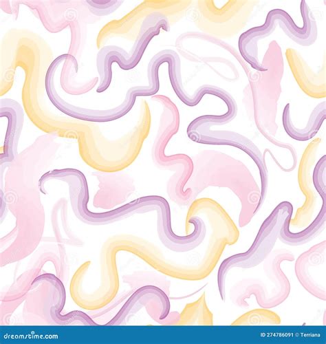 Abstract Wavy Lines Seamless Pattern Spring Organic Texture With
