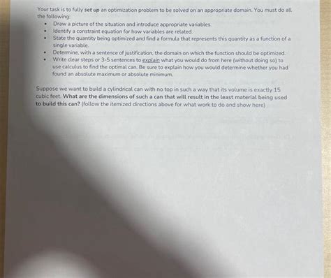 Solved Your Task Is To Fully Set Up An Optimization Problem