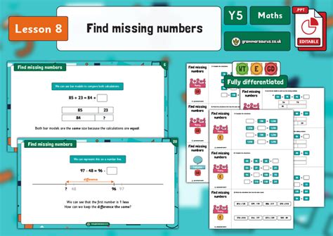 year 5 addition and subtraction find missing numbers lesson 8 grammarsaurus