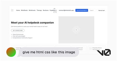 give me html css like this image a v0 dev template v0