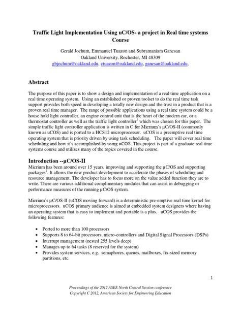 Traffic Light Implementation Using Ucos A Project In Real Time