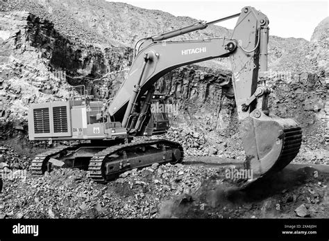 A Monochrome Image Of A Massive Mining Machine In Johannesburg South