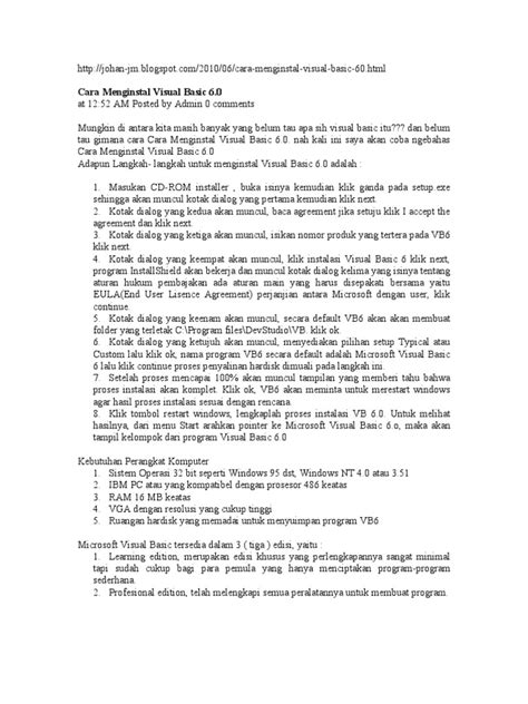 Cara Menginstal Visual Basic 60 Pdf