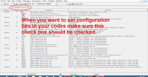 how to set pic microcontroller s configuration bits in mplab ide or in