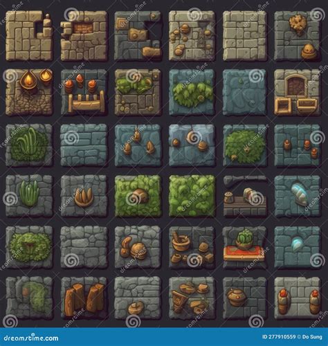 Collection Of Tiles For D Game Stock Illustration Illustration Of