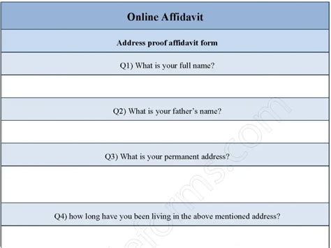 Online Affidavit Fillable PDF Form Editable PDF Forms
