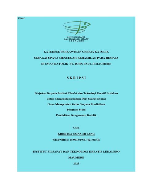 Format Skripsi Cover Hal Depan Halan P Judul Hal Pemngesahan Pdf