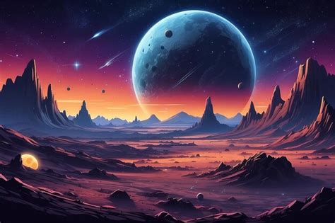 Galaxy Background With Planet Stars And Meteor In Outer Space Alien