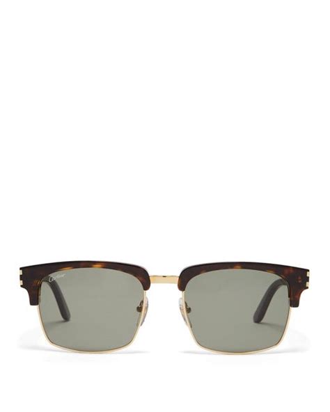 Cartier C Décor Square Metal Sunglasses In Brown For Men Lyst