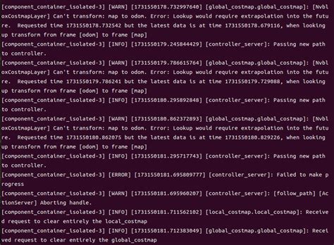 [nvbloxcostmaplayer] can t transform map to odom error lookup would