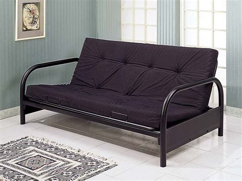 Basic Full Size 39 Inch Arms Black Metal Futon Set
