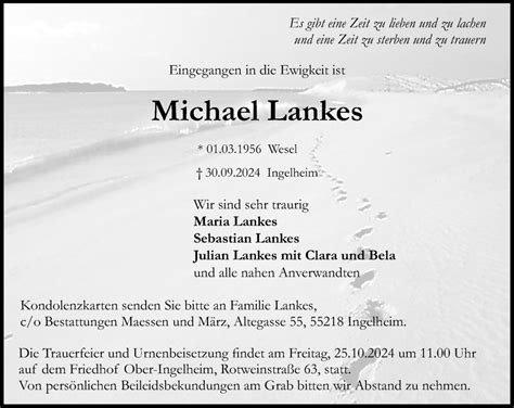 Traueranzeigen Von Michael Lankes Vrm Trauer De