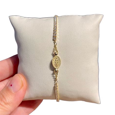Bracciale Tennis Medaglia Miracolosa E Croce