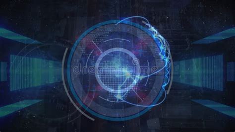 Animation Of Globe And Moving Screens In Dark Digital Space Stock Footage Video Of Motion