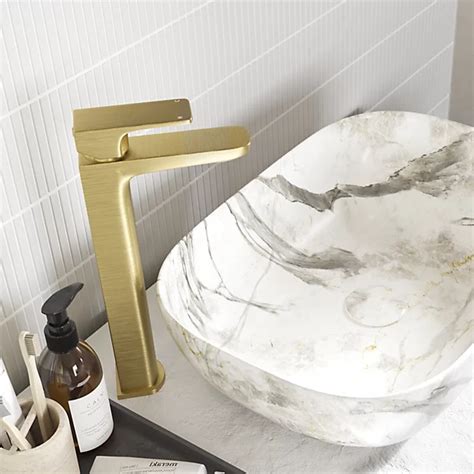 Hoveton Tall Brass Effect Worktop Mono Mixer Tap