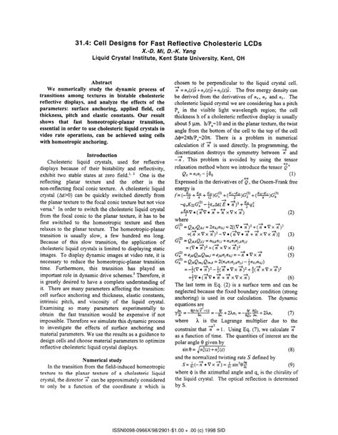 PDF 31 4 Cell Designs For Fast Reflective Cholesteric LCDS