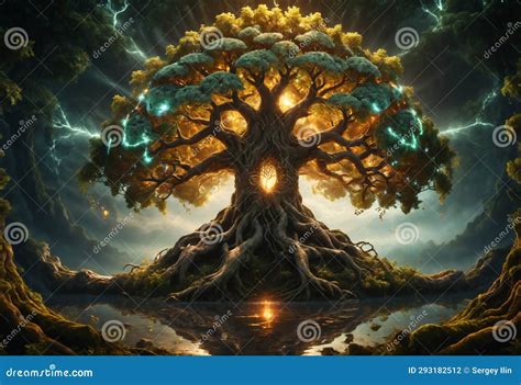 Yggdrasil Tree Of Life And Viking World Tree Symbols Icons Black