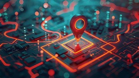 Isometric Gps Map With A Red Marker Indicating A Specific Location Generative Ai Stock Image