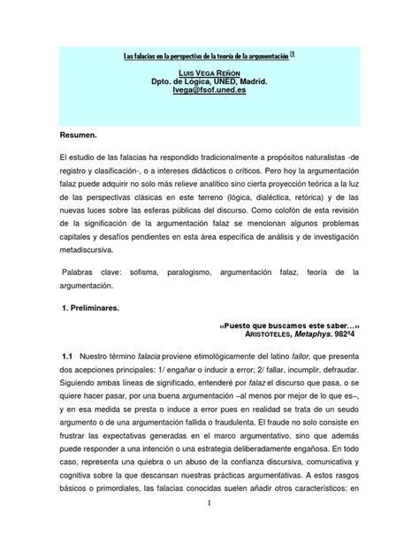 Las Falacias En La Perspectiva De La Teoría De La Argumentación Pdf