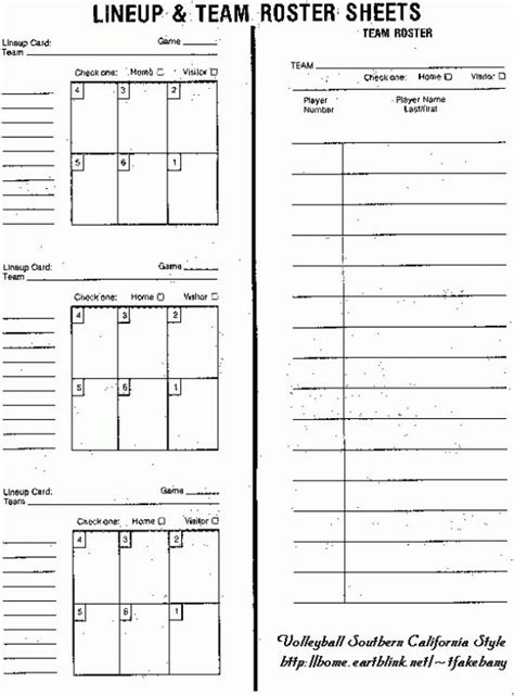 Volleyball Lineup Templates