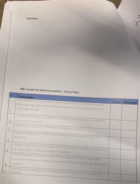Solved Calculation Q5 Answer The Following Questions Ture Chegg Com