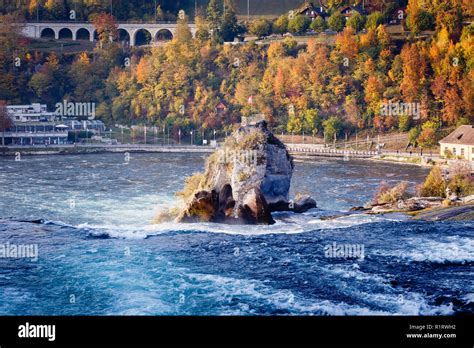 Rock Of The Rhine Falls Neuhausen Am Rheinfall Switzerland Stock Photo Alamy