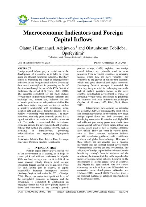 Pdf Macroeconomic Indicators And Foreign Capital Inflows