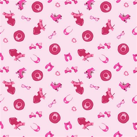 Pink Doll Seamless Pattern Design For Fabric Textile Wallpaper